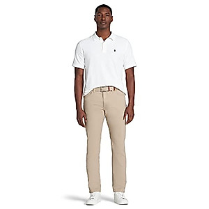 IZOD Men's Saltwater Stretch Flat-Front Chino Pants, Pale Khaki Slim, 33W x 29L
