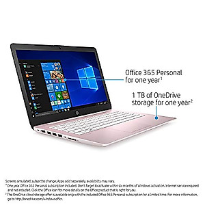 HP Stream 14" HD WLED-backlit Laptop, Intel Celeron N4000, 4GB DDR4, 64GB eMMC, WiFi, Bluetooth, Webcam, HDMI, Windows 10 S, Microsoft Office 365 and 1TB OneDrive Cloud Storage, 64GB ABYS MicroSD Card