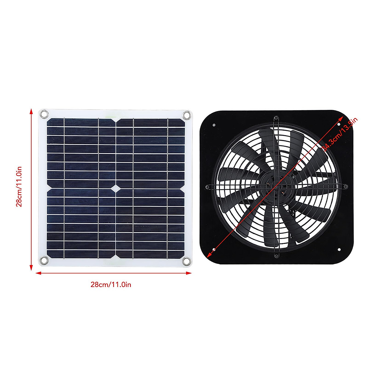 Fdit Solar Powerful Attic Exhaust Fan Quietly Cools, Solar Panel Powered Exhaust Fan 13.5 Inch Solar Powered Attic Ventilator for Pet House Chicken Coop Rv Greenhouse