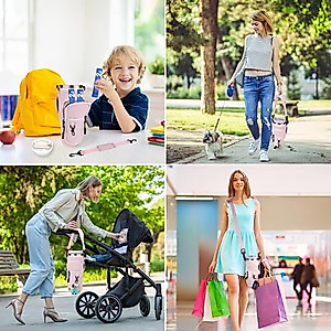 BABORUI Water Bottle Holder for Stanley with Strap, Water Bottle Carrier for Stanley 40oz, Adjustable Crossbody Shoulder Hand Strap 2 Pouch Water Bottle Accessories for Travelling Hiking Camping