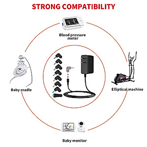 MEROM 6V 2A 12W Universal Adapter Power Supply AC 110V to DC 6V Power Driver for Bluetooth Speaker, Digital Blood Pressure Monitor Converter Inverter, Charger with 8 DC Plugs Power Cord
