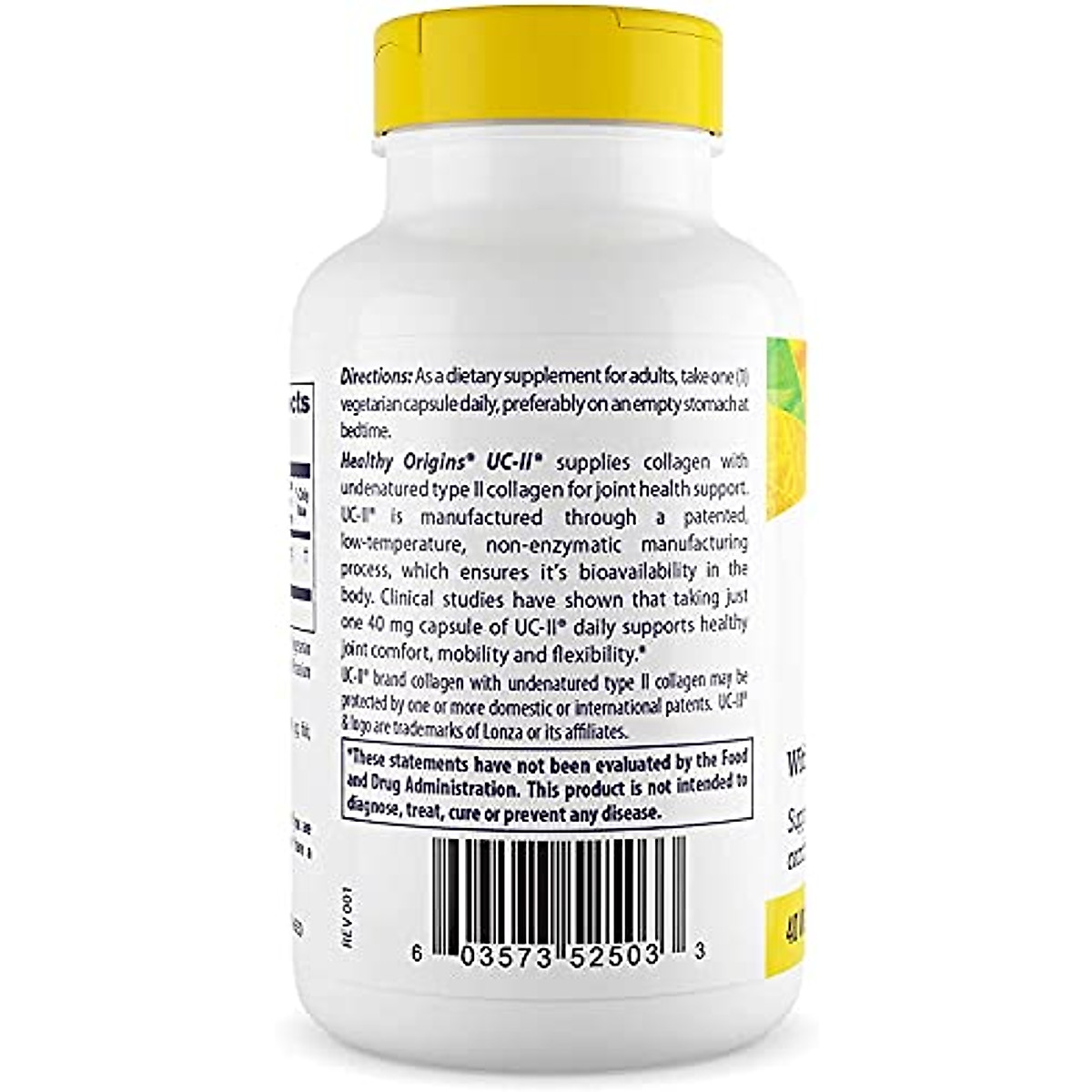 Healthy Origins UC-II, 40 mg - Premium Collagen Supplement for Joint Health, Mobility & Flexibility - Undenatured Type II Collagen - Gluten-Free & Non-GMO Supplement - 120 Veggie Caps