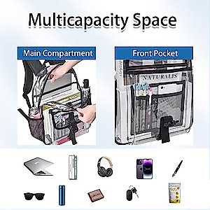 UEASE Clear Backpack for School Heavy Duty 17In Large Clear Bookbag Waterproof Transparent Backpack for Work College