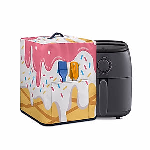 FKELYI Ice Cream Funny Design Air Fryer Cover,Dust-proof Kitchen Appliance Air Fryer Cooker Covers with Storage Pocket