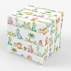 Stesha Party Dinosaur Baby Shower or Birthday Gift Wrapping Paper - Folded Flat 30 x 20 Inch (3 Sheets)