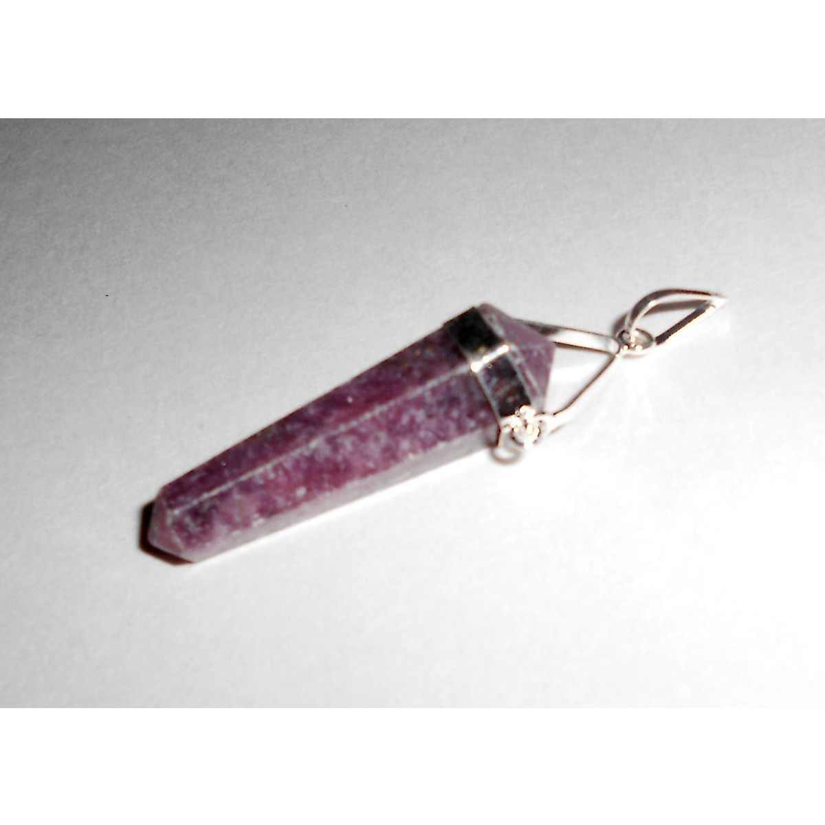 Sublime Gifts Premium Lepidolite Crystal Healing Cut Gemstone Point Pendant with Decorative Swinging Silver Metal Bail