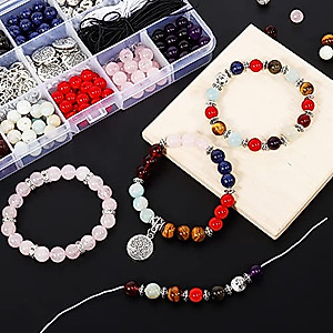 tchrules 463pcs Crystal Beads Kit for Jewelry Making, Natural Stone Healing Beads for Bracelet Making, 8mm DIY Lava Stone Marble Beads Gemstone for Jewelry Necklace Making Kits