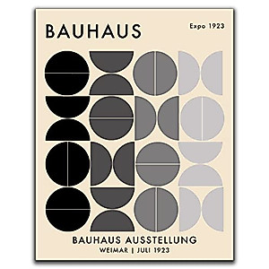 Bauhaus Mid Century Modern Wall Art - 11x14" UNFRAMED Print - Abstract, Minimal Wall Decor - Exhibition Poster Replication (Black)