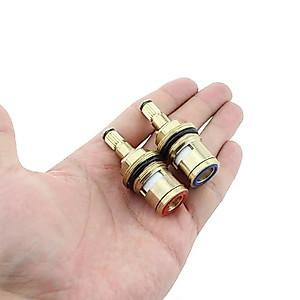 RLECS 2PCS Replacement Brass Ceramic Disc Stem Cartridge Faucet Valve Rotary Latch G1/2 inch 20 Teeth Hot and Cold Water Dual Use Faucet Repair Part