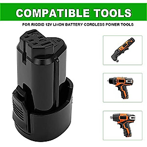 Hanaix 12V 3.0Ah Li-ion Replacement Battery for Ridgid R82007 R82009 R82048 R82049 AC82008 AC82049 130188001 130219001 130446011 for Ridgid 12v Battery