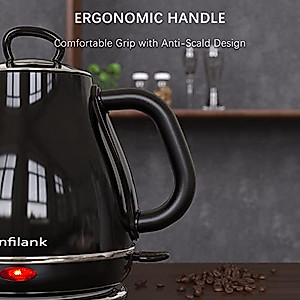 Anfilank Electric Gooseneck Kettle, 1L 1500W Fast Boil, 100% Stainless Steel BPA Free Pour-Over Coffee & Tea Kettle, Water Boiler with Auto Shut & Boil-Dry Protection, Black