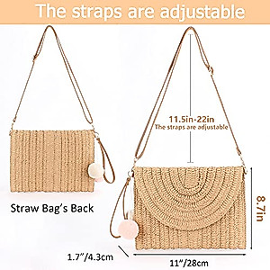 Dailyacc Straw Shoulder Bag For Women Woven Purse Summer Beach Envelope Clutch Straws Wallet