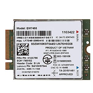 Portable 4G LTE Module for ThinkPad, EM7455 UMTS HSDPA HSPA + LTE 4G Network Card, Integrated Chipset, NGFF/M.2 Interface, Network Module for T460, T460p, T460s T470 T470S T470P X260 X270