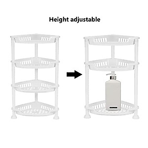 3, 4, 5-tier shower caddy bathroom organizer | Corner shelf for bathroom accessories | Plastic Rustproof Standing Shower Rack with Drain Holes (4-Tier)