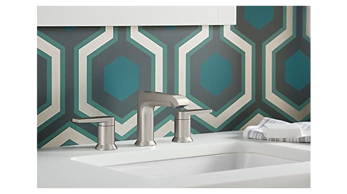 KOHLER 97093-4-CP Hint Widespread Bathroom Faucet with Pop-Up Drain ...