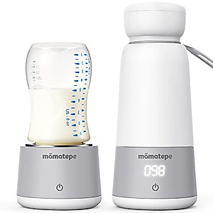Mamatepe 2-in-1 Portable Bottle Warmer for Travel, Baby Milk Warmer on The go, Baby Brew Bottle Warmer for Breastmilk, Formula, Water, USB Rechargeable 4 Temperature Setting (Not Include Adapters)