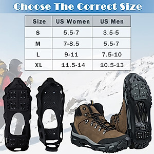 Ice Snow Traction Cleats Crampons Anti-Slip Snow Shoes Cleats Walking on Snow and Ice Winter Walking Boots Cleats for Men Women Hiking, Jogging (24 Steel Crampons,Szie XL)