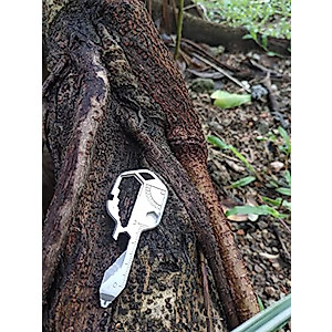 24- in-1 Key Shaped Pocket Tool, Keychain Multitool with Key Chain, Outdoor Keychain Tool, Best Gift for Dad, Husband, Boyfriend(Silver)