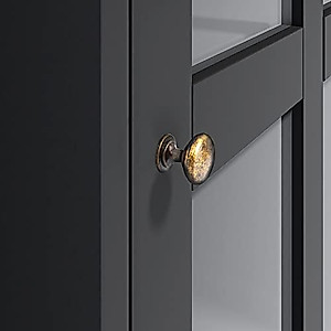 Mid-Century Entertainment Wall Unit for Living Room with Storage Bridge, TV Stand for 60 65 Inch TVs, Wood TV Media Console Table with Shelves, Gaming Entertainment Center with Bookshelves, Black