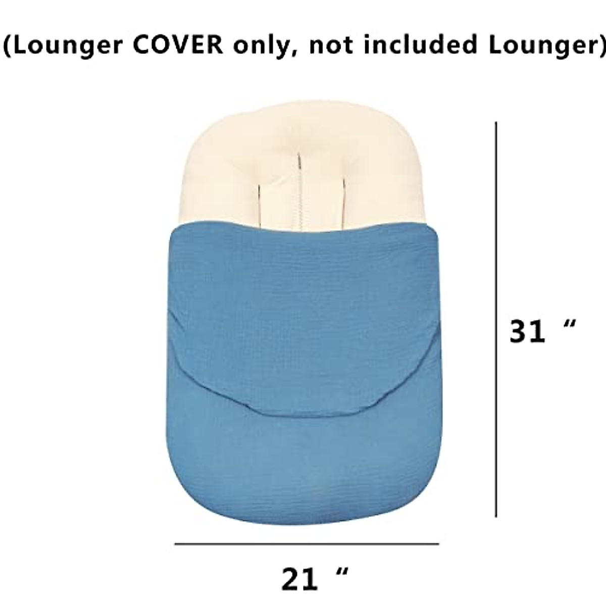 Muslin Baby Lounger Cover 2 Pack, Organic Cotton Removable Slipcover for Newborn,Baby Padded Lounger Infant Floor Seat Cover for Boys Girls (Blue/Gray)