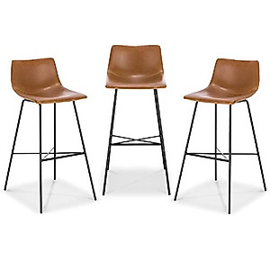 POLY & BARK Paxton 29” Bar Stool in Tan, Set of 3