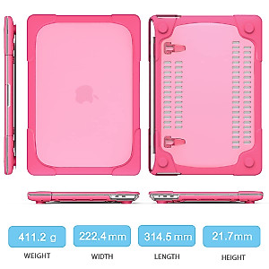 Mektron Laptop Case for MacBook Air 13 2022 2021 2020 2019 2018 Release A2337 M1 A1932 A2179 with Touch ID,[Heavy Duty][Dual Layer] Hard Plastic Bumper Protective Cover Shell with Kickstand (Rose)