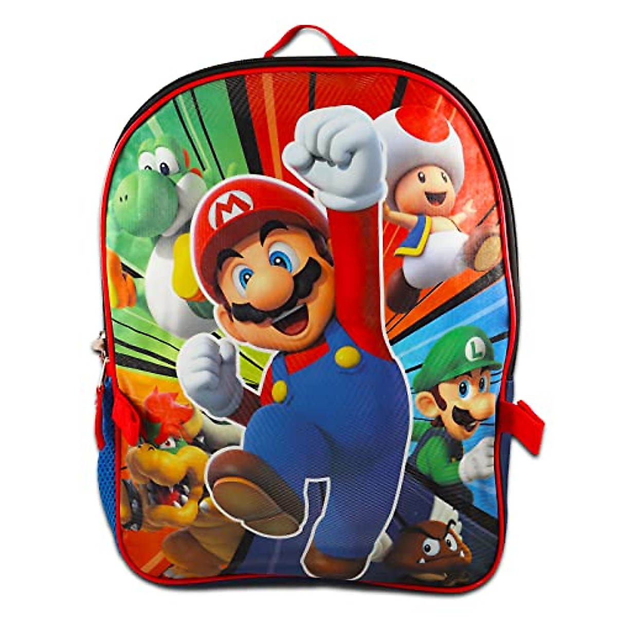 Super Mario Backpack and Lunch Box Set for Kids - Mario Backpack and Lunch Bag Bundle with 200 Mario Stickers, Water Bottle, and More (Super Mario School Supplies for Boys)