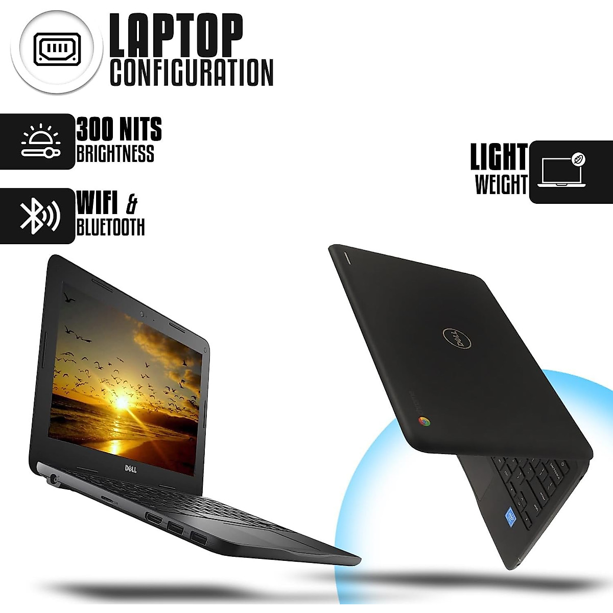 Dell Chromebook 3180 Laptop PC, Intel Celeron N3060 Processor, 4GB RAM, 16GB Solid State Drive, Wi-Fi | Bluetooth, HDMI, USB 3.1 Gen 1, Web Camera, Chrome OS (Renewed)