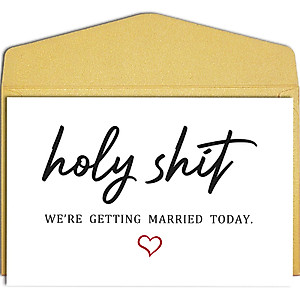 Qiliji Funny Wedding Day Card, Groom Bride Wedding Day Vows Card, To My Husband Wife On Our Wedding Day Card, Holy Shit We're Getting Married Today