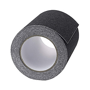 Favordrory 6 Inch x 20 Foot Anti Slip Traction Tape, Grip Tape Grit Non Slip, Outdoor Non Skid Treads, High Traction Friction Abrasive Adhesive Stairs Step, Black