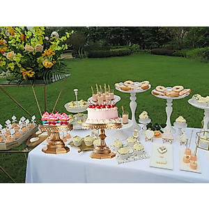 YOUEON Set of 3 Metal Gold Cake Stands, 8/10/12 Inch Round Metal Cupcake Display Stands, Dessert Stand Cake Stand for Dessert Table, Weddings, Birthday, Parties, Octangular Pedestal