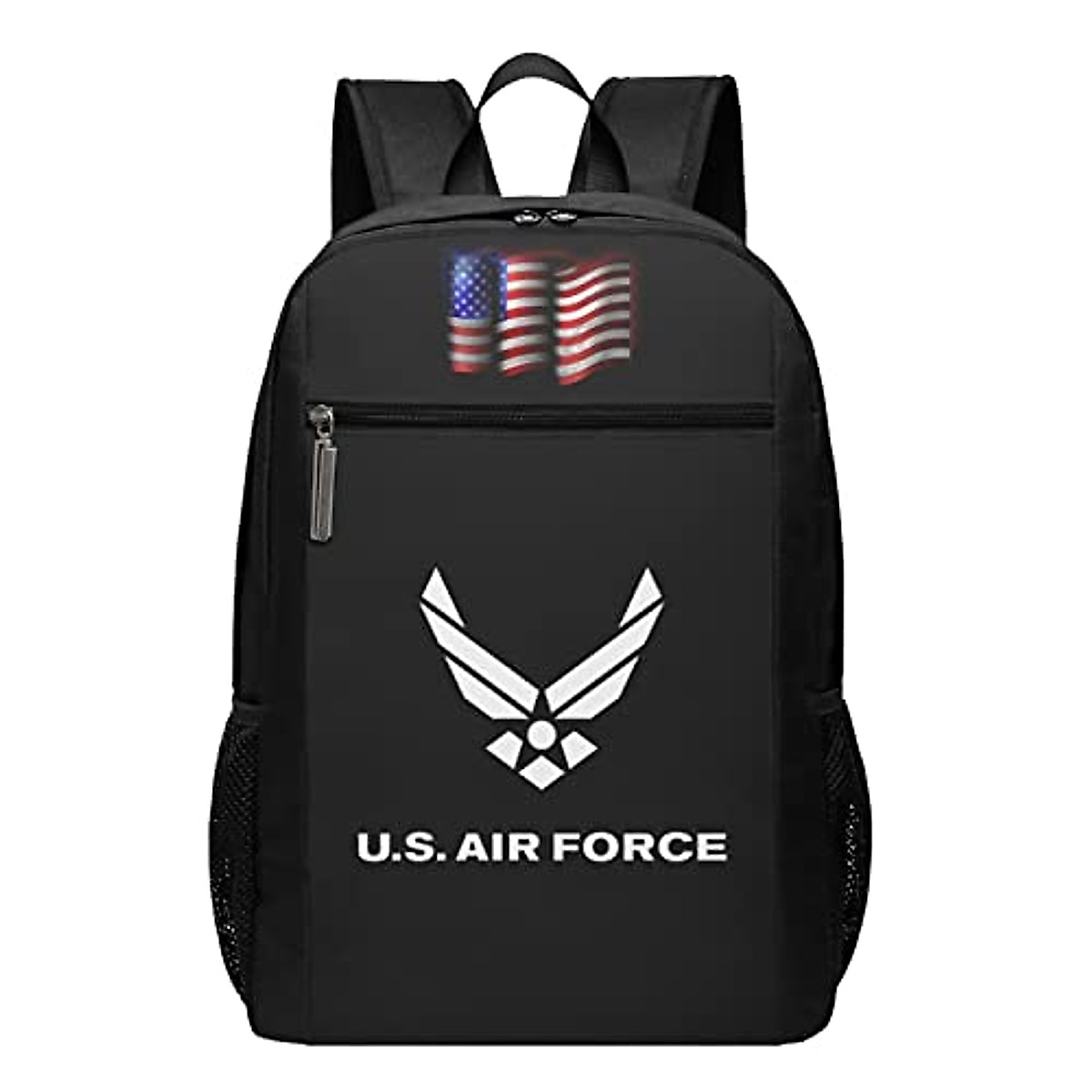 Us Air Force USAF Backpack, School, Travel, Sport, Work, Bookbag Laptop Backpack 17inch American Flag Black 17x12x6.5 in