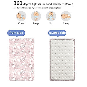 Peonies Themed Fitted Crib Sheet,Standard Crib Mattress Fitted Sheet Toddler Bed Mattress Sheets-Baby Sheet for Boys Girls,28“ x52“,Rose White