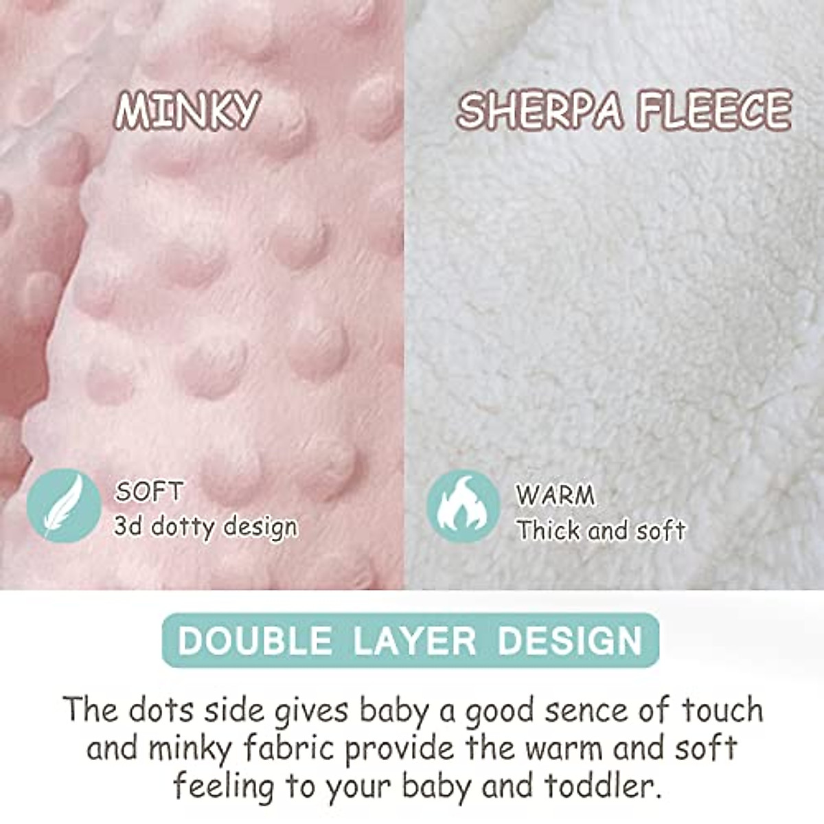 Baby Blankets for Boys Girls Soft Minky and Sherpa Fleece Toddler Throw Blanket Unisex for Crib,Stroller and Pets(Blush Pink)