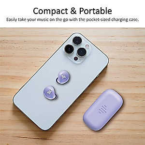 iLuv myBuds Wireless Earbuds, Bluetooth 5.3, Built-in Microphone, 20 Hour Playtime, IPX6 Waterproof Protection, Compatible with Apple & Android, Includes Charging Case & 4 Ear Tips, TB100 Purple