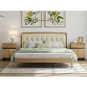 WAMPAT Dresser and Nightstand Set of 3, 63 Inches Dresser with 6 Drawers, 2 Nightstand with Drawer and Cabinet for Bedroom, Bedroom Furniture Set, Oak