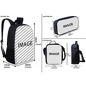 Allinterset Kids Backpack Football Print 3pcs Teen Boys School Book bag with Lunch Box Pen Case