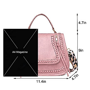 YOUNXSL Handbags and Purses for Women PU Leahter Top-Handle Satchel Braided Tote Fashion Shoulder Bag Pink