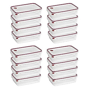 Sterilite 03426604 16.0 Cup BPA Free Rectangle UltraSeal Food Storage Container, For Meal Prep, Leftovers, or Work Lunch, Dishwasher Safe, Red 16 Pack