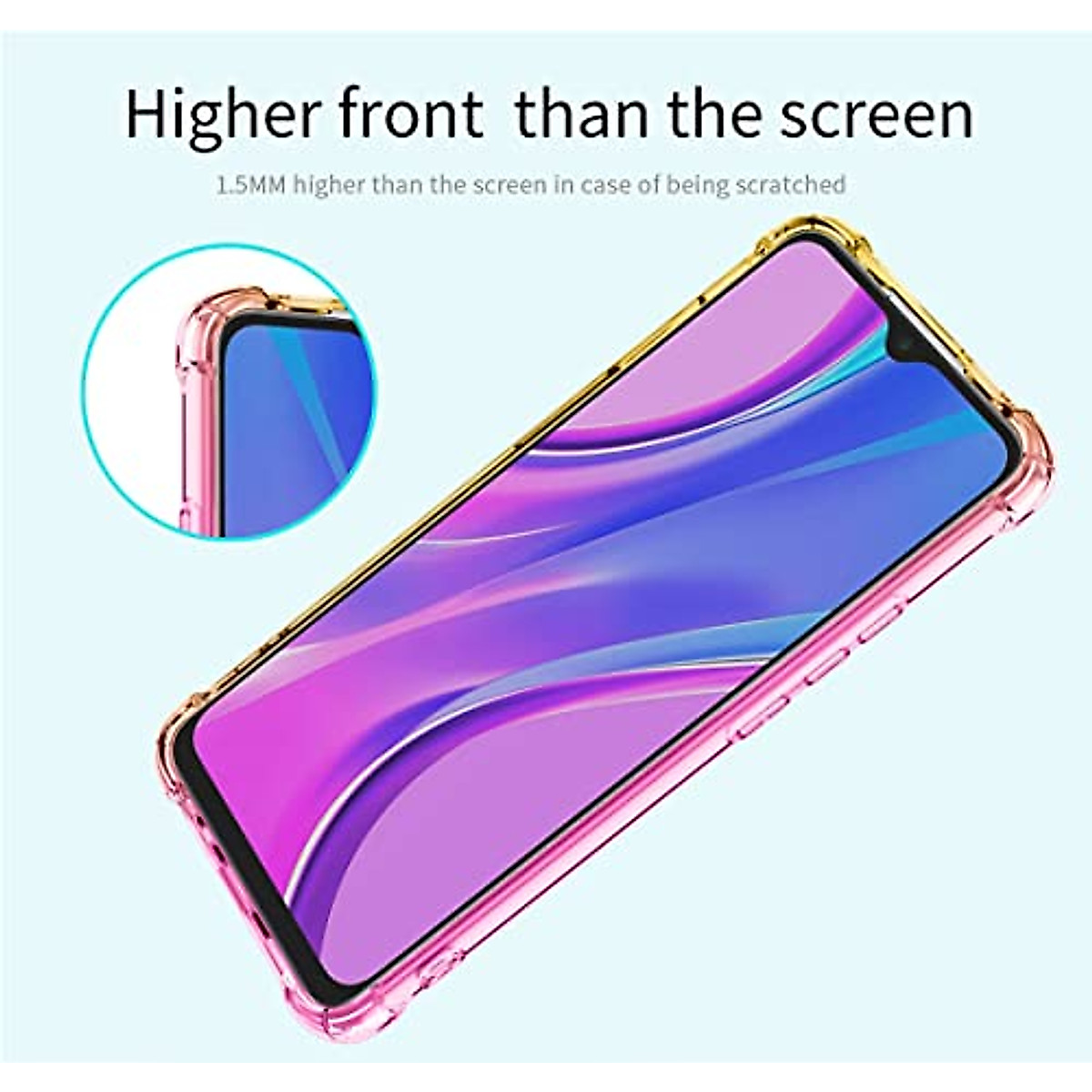 KOARWVC Case for Redmi Note 8 Pro Case / M1906G7I Case, Crystal Clear Case Gradient Slim Anti Scratch TPU Shockproof Protective Phone Cases Cover for Xiaomi Redmi Note 8 Pro (Purple/Blue)