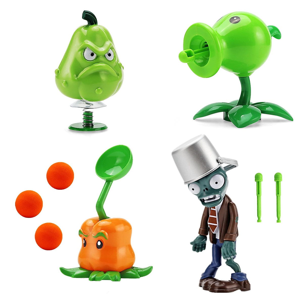 JHESAO 4 PCS Plants and Zombies Toys Action Figures Zombies PVZ Toys Sets 1 2 Series Great Gifts for Kids and Fans,Birthday and Christmas Party
