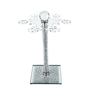 sugarchef Crushed Diamond Wine Glass Rack Countertop Holder Creative Cup Drying Rack with 6 Hooks Stand for Home Countertop Home Bar Accessories (Silver)