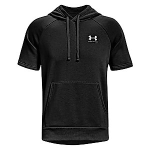 Under Armour Mens Fleece Cotton-Blend ColdGear Short Sleeve Hoodie (Black, M)
