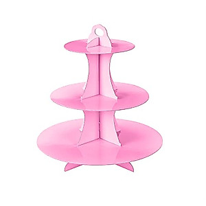 YLDW 2Pcs 3-Tier Cupcake Stand, Cake Stand Holder, Tiered DIY Cupcake Stand Tower for Dessert Table Displays, Birthday Theme Party Favors Decoration, Floral Tea Party, 12" W x 12.8" H, Pink