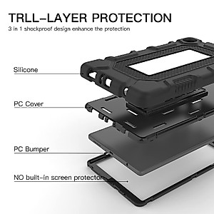 Rantice Samsung Galaxy Tab A7 Lite Case with Kickstand, Shockproof Rugged Case for Kids 8.7 Inch 2021 Tablet A7 Lite (SM-T220/T225), Black