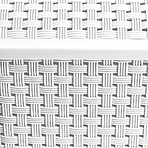 NITRON Plastic Organizer Rattan Box with Lid 16.9Qt-4Pack Large Pantry Organizer Bins Household Organizers for Kitchen, Shelves, Countertops, Desktops, Cabinets, Bedrooms and Bathrooms (Large, White)