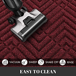 Yimobra Door Mat Outdoor Entrance with Water Freeing Port, Heavy Duty Non Slip Front Doormat Outdoor Indoor for Home Entranway, Patio Entrance Mats, Natural Rubber Backing, 29.5 x 17 Inch, Wine Red