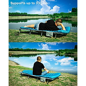 iClimb Super Easy Assemble Folding Cot Ultralight Compact Heavy Duty with Carry Bag for Adults Camping Backpacking (Grey)