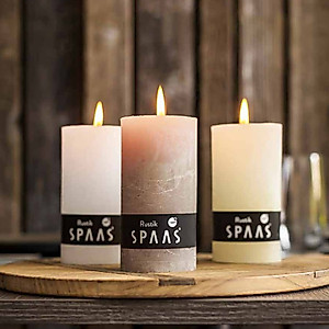 SPAAS Rustic Ivory Pillar Candles - 2.7" X 7.5" Decorative Candles Set of 4 - Clean Burning and Dripless Unscented Rustic Pillar Candles for Home Decorations, Party, Weddings, Spa, Restaurant