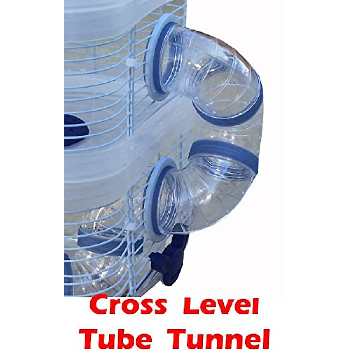 Acrylic Clear 3-Floor Levels Habitat Hamster Home Rodent Gerbil Mouse Mice Cage with Large 6" Diameter Running Ball On Top (Blue)